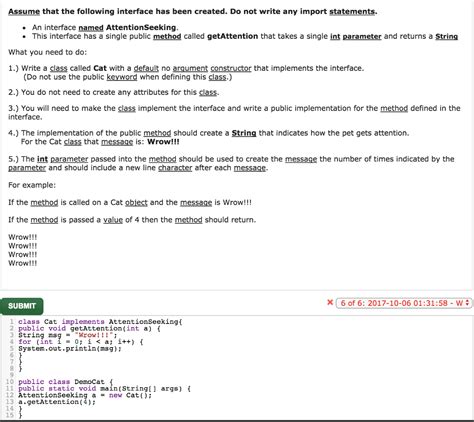 Solved Assume That The Following Interface Has Been Created