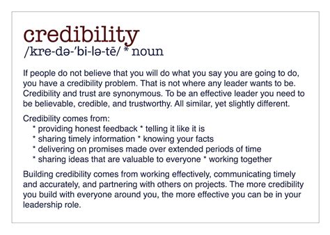 Leadership Word Of The Week Credibility — Effective Retail Leader
