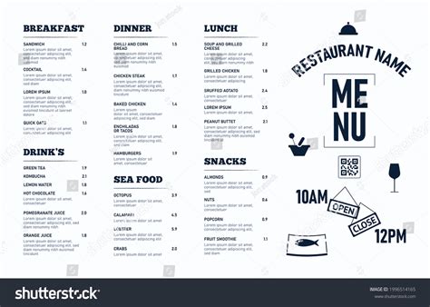 Restaurant Cafe Menu Template Design Single Stock Vector Royalty Free