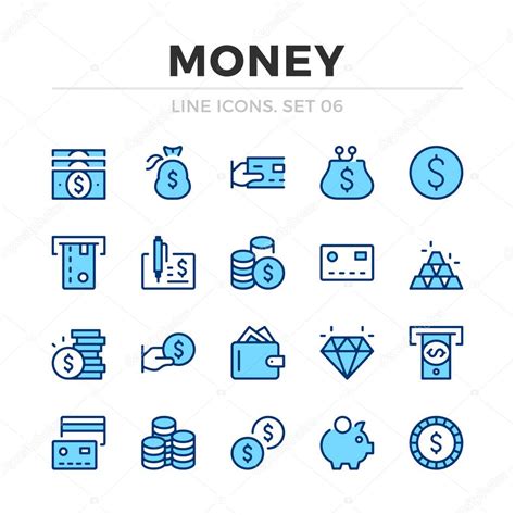 Conjunto De Iconos De Línea De Vector De Dinero Diseño De Línea