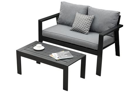 Mexo Gartenlounge Set Balkonmöbel Set 2 Personen Aluminium Wetterfest