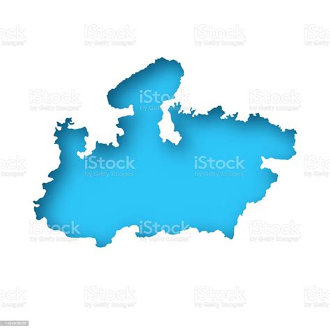Carte Du Madhya Pradesh Livre Blanc Découpé Sur Fond Bleu Vecteurs