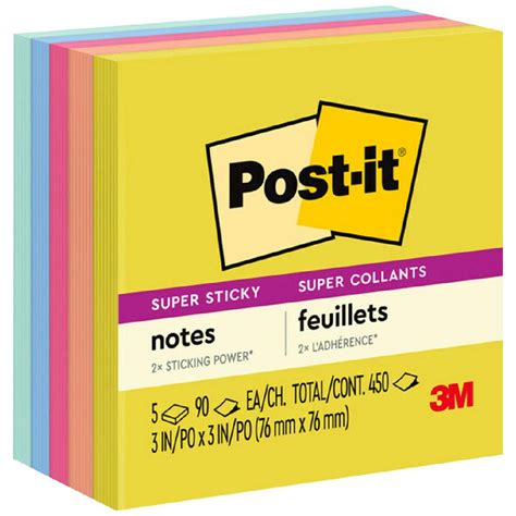 Post It Super Sticky Notes 76 X 76 Mm Summer Joy 5 Pack Officeworks