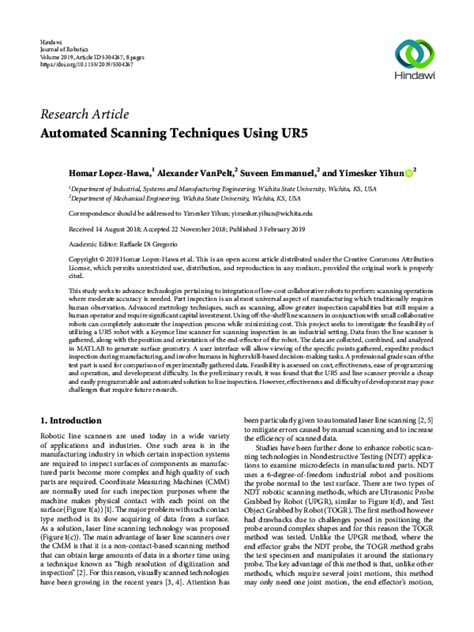Pdf Automated Scanning Techniques Using Ur5