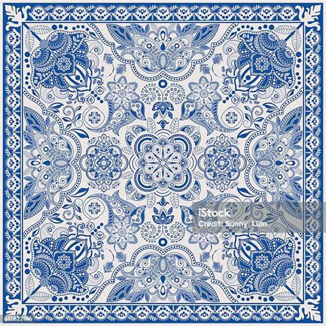 Desain Untuk Saku Persegi Selendang Tekstil Pola Bunga Paisley