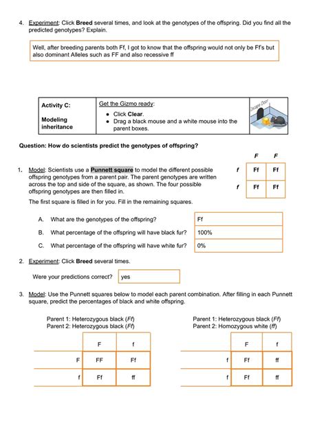 mouse genetics one trait gizmo answer key virtual high school