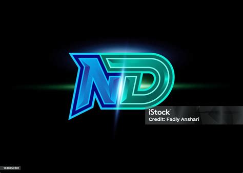 초기 문자 Nd E스포츠 스타일은 게임 트위치 유튜브에 적합합니다 벡터 모노그램 로고 템플릿 로고에 대한 스톡 벡터 아트 및