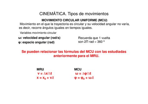 Apuntes Movimiento Circular Uniforme CinemÁtica Tipos De Movimientos