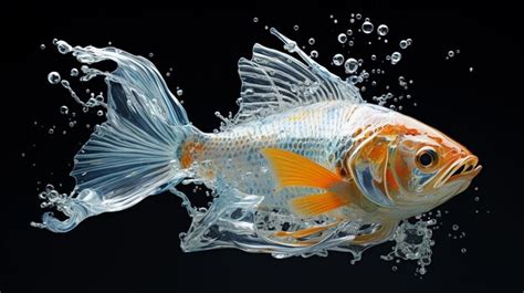 Premium Photo Goldfish In Water Splash On Black Background Clipping