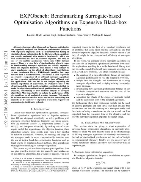 Pdf Expobench Benchmarking Surrogate Based Optimisation Algorithms