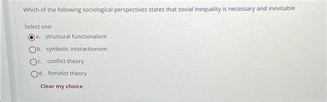 Solved Which Of The Following Sociological Perspectives