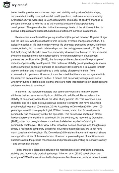 Personality Intelligence And Creativity 3438 Words Essay Example