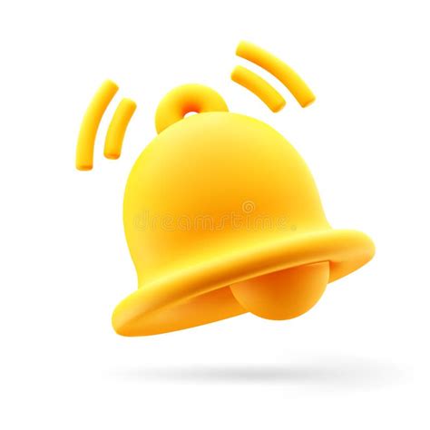 Cute Cartoon 3d Notification Bell Isolated On Nwhite Background 3d Icon For Notification