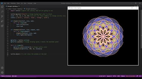 Georgias Spirals Using Python And Turtle Library 🐢 Youtube
