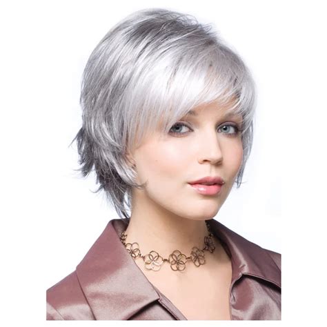 Mulheres Perucas Perruque Curto Silver Grey Pixie Corte De Cabelo