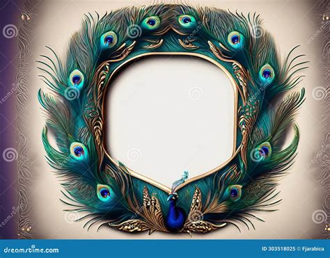 Illustrated Frame With Peacock Feathers Stock Illustration Illustration Of Wing Symmetry