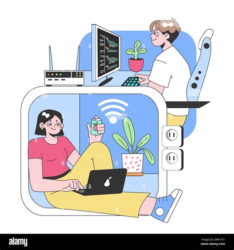 Digital Workspace Concept Two Professionals Collaborating In A Tech