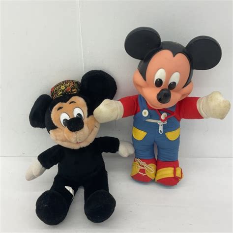 Disney Toys Vintage Lot 2 Disney Mickey Mouse Plush Dolls Stuffed