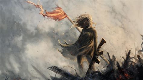 배경 화면 1920x1080px 무정부 상태 미술 어두운 공상 깃발 소녀 옛 소련 전쟁 무기 1920x1080 Wallpaperup 1603027