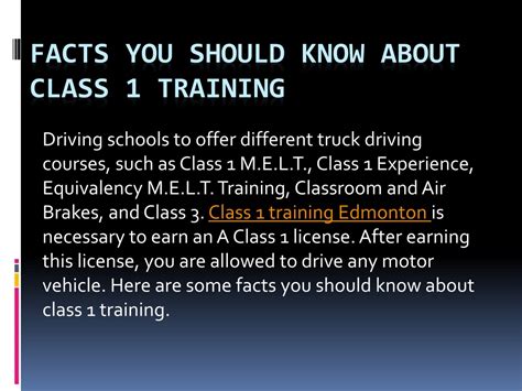 Ppt Important Facts You Should Know About Class 1 Training Powerpoint