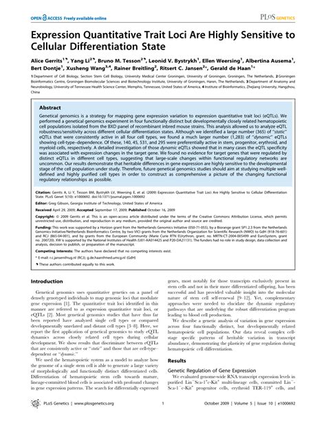 Pdf Expression Quantitative Trait Loci Are Highly Sensitive To