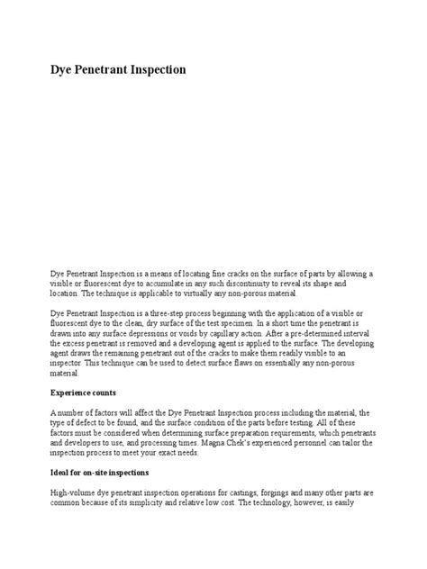 Dye Penetrant Inspection Pdf Chemistry Building Engineering