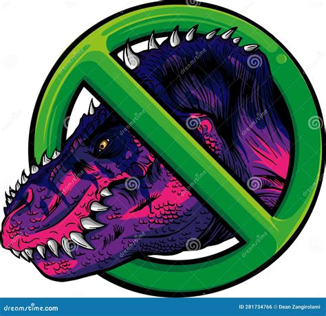 Vector Illustration Of Symbol Prohibited Tyrannosaurus Rex Stock Vector Illustration Of