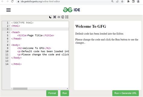 Html Online Compiler Geeksforgeeks