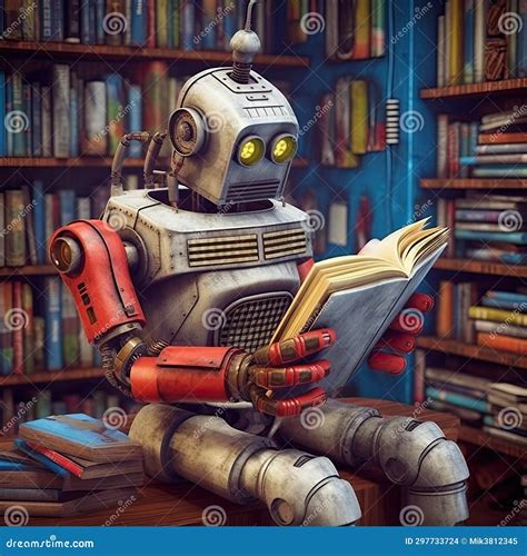Illustration Of A Robot Reading A Book Stock Illustration Illustration Of Electronic Circuit
