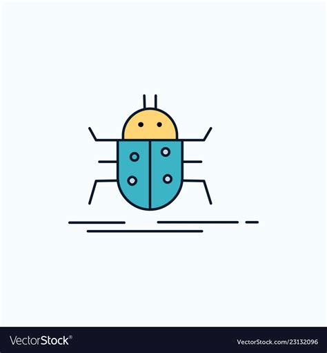 Bug Bugs Insect Testing Virus Flat Icon Green Vector Image