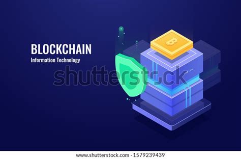 Data Security Blockchain Isometric Icon Datacenter Stock Vector