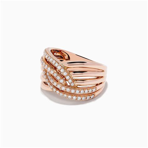 14k Rose Gold Diamond Crossover Ring