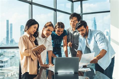 Manager Use Laptop Displayed Data Analysis While Brainstorming Idea