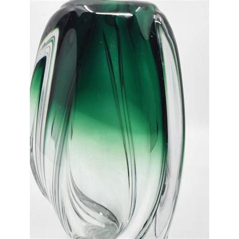 Vintage Vase In Green Blown Glass In An Ovoid Shape From Val Saint