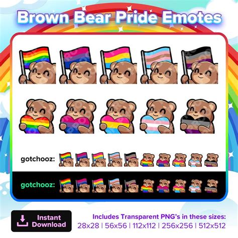 Brown Bear Pride Twitch Emotes Youtube Emotes Discord Emotes Kick