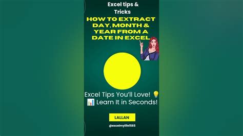 How To Extract Day Month And Year From A Date In Excelexcel Shorts