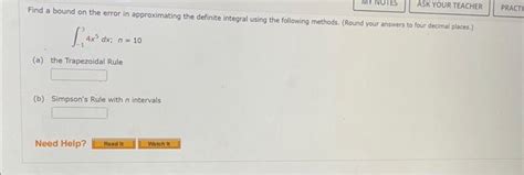 Solved Find A Bound On The Error In Approximating The