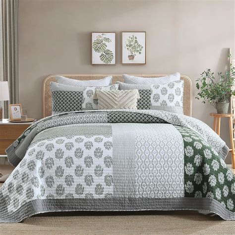 Finlonte Queen Size Cotton Quilt Set Real Patchwork