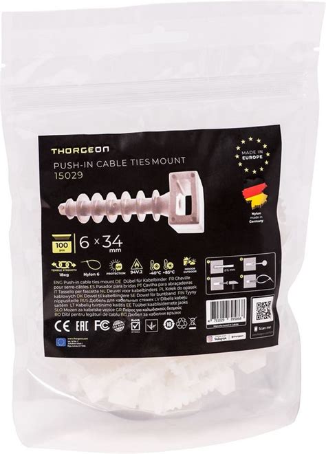 Thorgeon Screw Saddle Cable Support 6mm White 15029 100pcs Bol