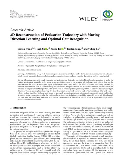 Pdf 3d Reconstruction Of Pedestrian Trajectory With Moving Direction Learning And Optimal Gait