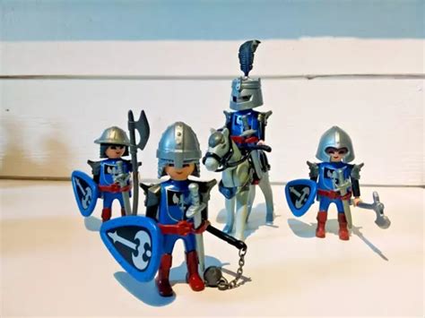 PLAYMOBIL LOT CHEVALIERS Château Médiéval Bleue Armes EUR PicClick FR
