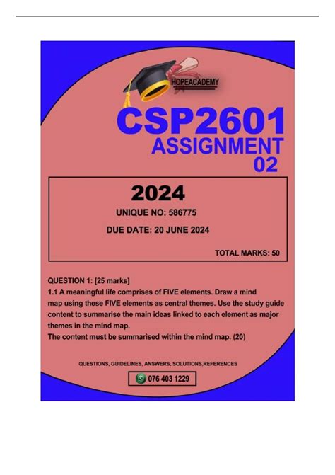 csp2601 assignment 2 due 20 june 2024 question 1 [25 marks] 1 1 a meaningful life comprises of