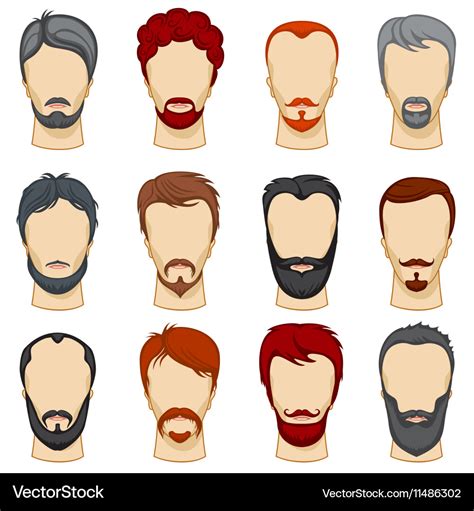 Man Cartoon Hairstyles Collection Royalty Free Vector Image