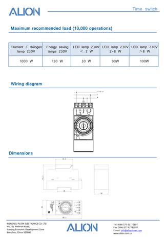AHC Analogue Daily Time Switch PDF AHC Analogue Daily Time Switch PDF