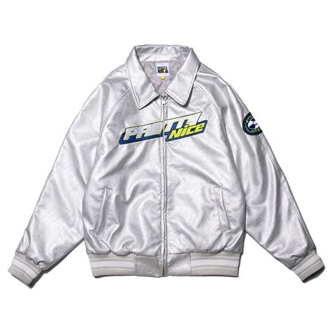 Street Dreams Zip Varsity Jacket Sliver Prettynice Ltd