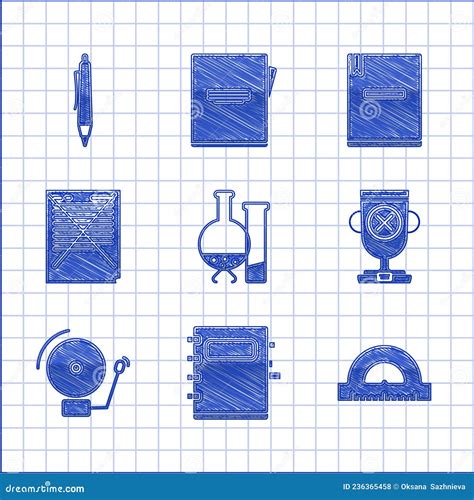 Set Test Tube And Flask Chemical Laboratory Test Notebook Protractor Grid For Measuring