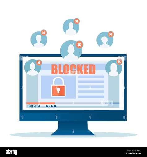 Vector Of A Desktop With Blocked Access To A Website To Multiple Users Stock Vector Image And Art
