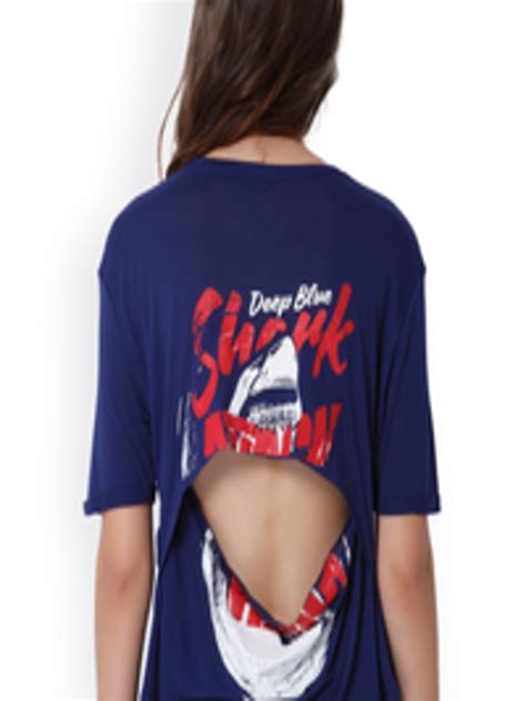 Buy Only Women Navy Blue Printed Round Neck T Shirt Tshirts For Women
