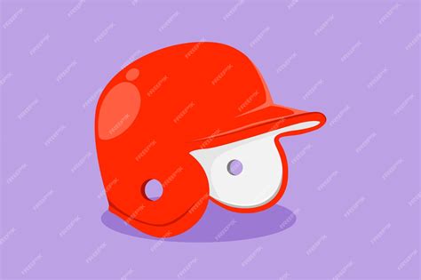 그래픽 플랫 디자인 그리기 야구 헬멧 로고 레이블 아이콘 기호 야구 소프트볼 Tball 야외 스포츠 경쟁 만화 스타일 벡터 일러스트와 같은 다양한 팀 스포츠를 위한 헬멧