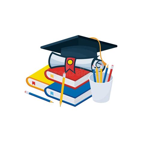 Education Icon Related Graduation Cap Book And Pencil Vector With